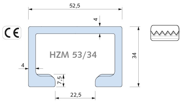 Halfen Zahnschiene walzblank HZM 53/34-WB-6070mm | 5015180015